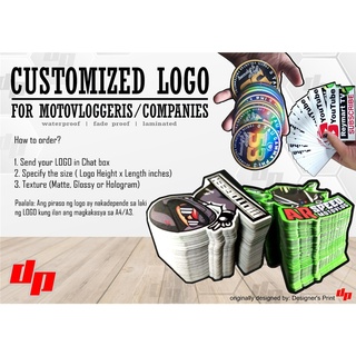 Customized Logo for Motovloggers - A4 size, Laminated Sticker, Water ...