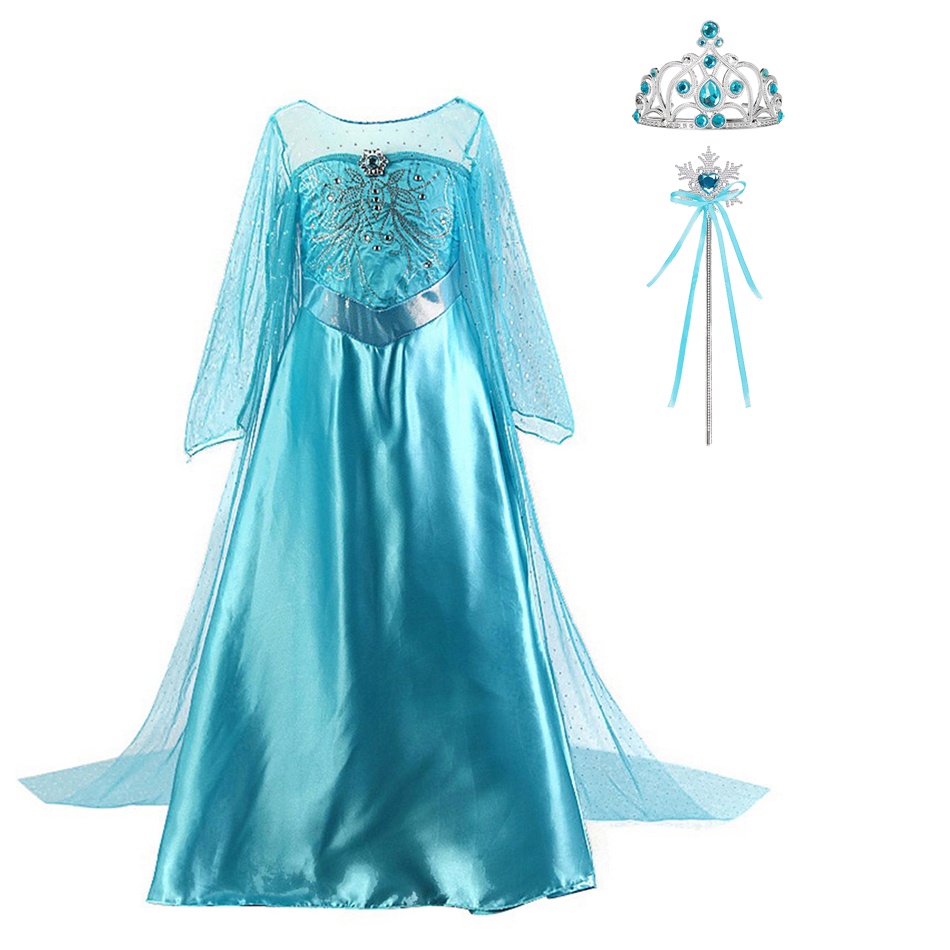 Princess Elsa Dress For Girls Carnival Prom Cosplay Party Costumes Long ...