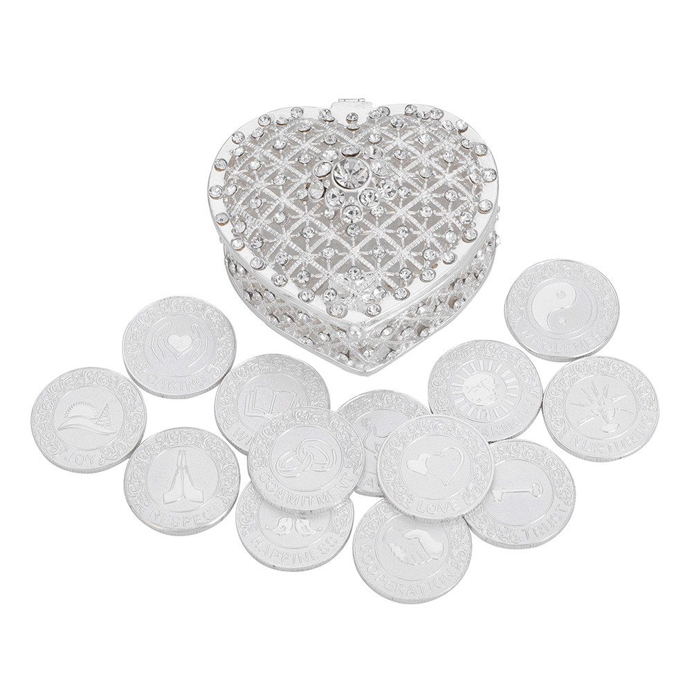 Silver English Wedding Arras Coins with Gift Box Filipino Arrhae ...