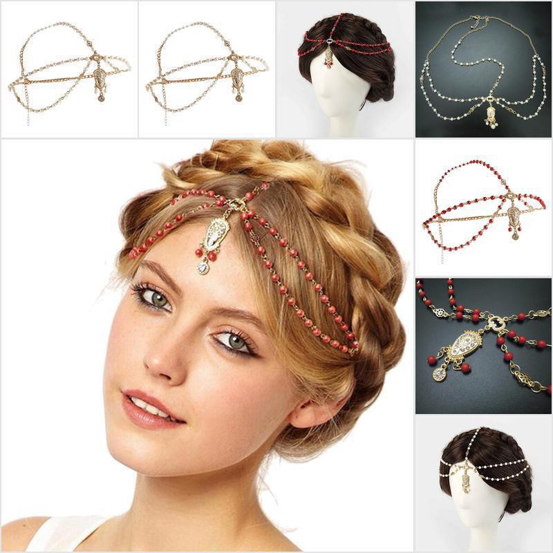 FCPH Fashion Women Bridal Rhinestone Head Chain Jewelry Headband Head ...