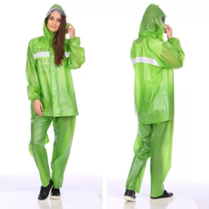 JBEE 952 green adult raincoat suit with front and back reflective ...