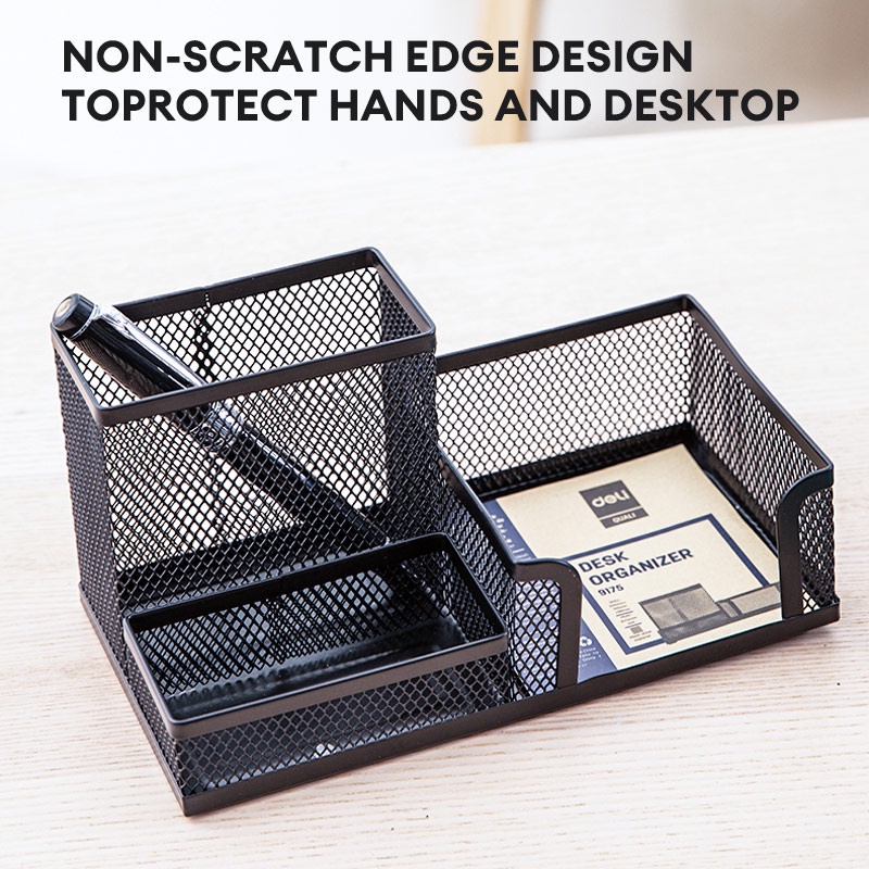 Deli E9175 Desk Organizer Office School Storage Black | Shopee Philippines