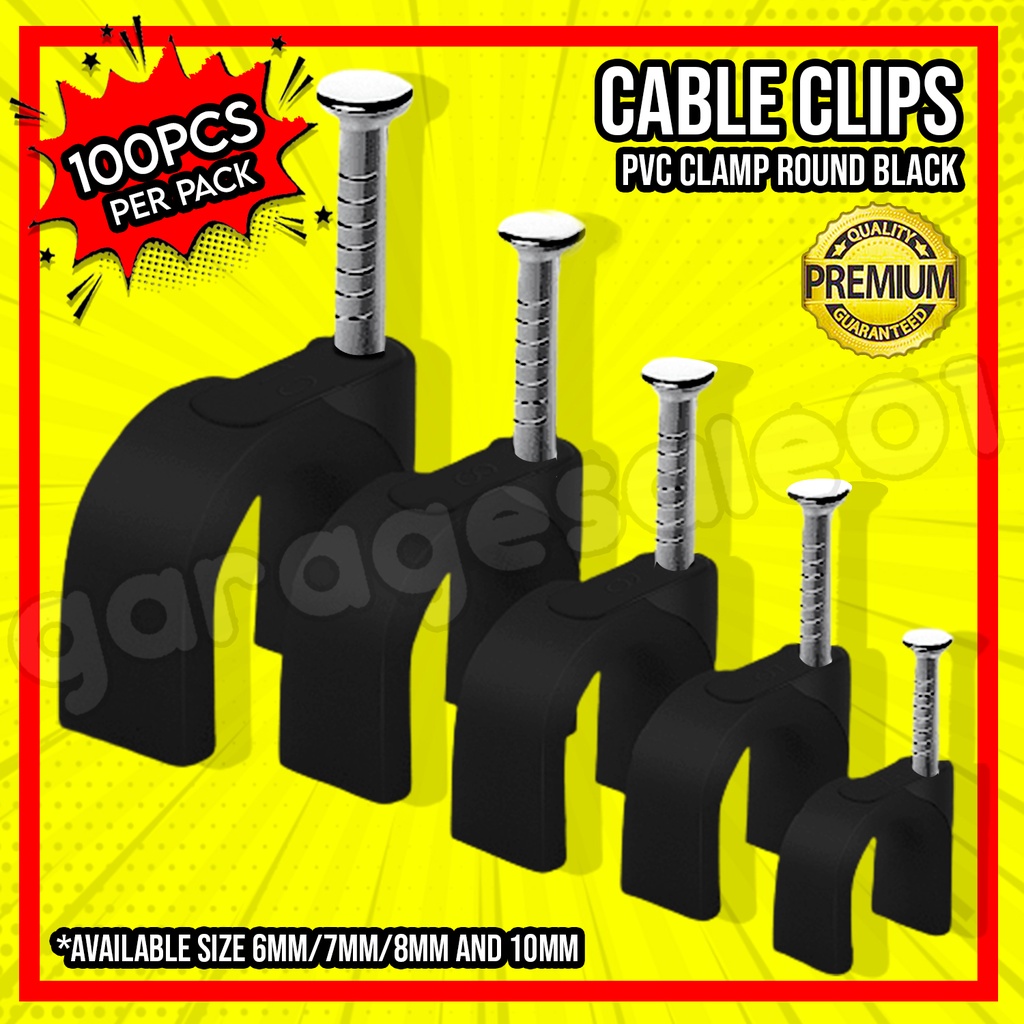 Cable Clips PVC Clamp ROUND BLACK | Shopee Philippines