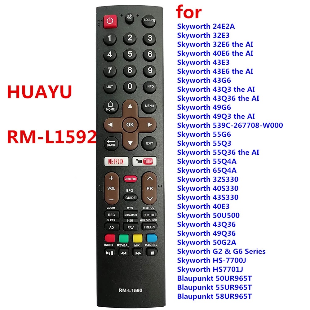 RM-L1592 Universal Remote Control for Skyworth Android Smart TV With Netflix YouTube Google Play ...