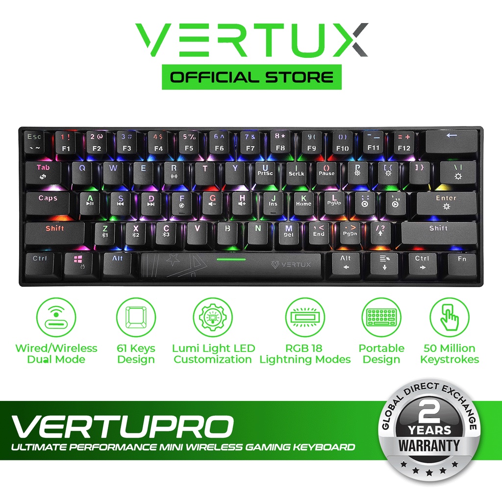 Vertux VertuPro Mini Bluetooth Mechanical Gaming Keyboard | Shopee ...