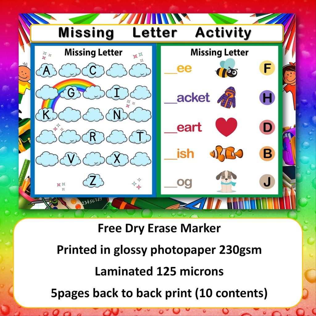 Educational chart activity alphabet letter activity for kids laminated ...