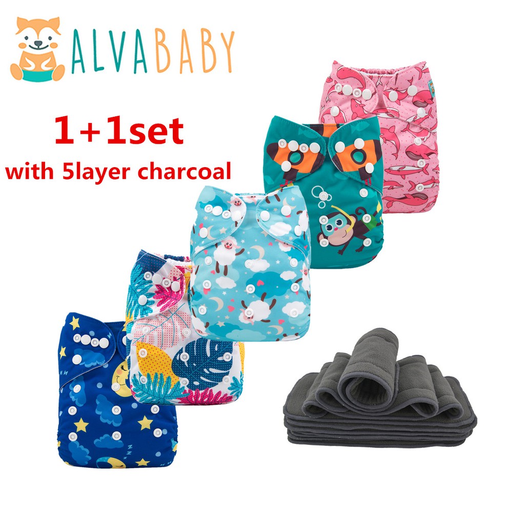 HOT!! ALVA Baby Cloth Diaper With 5-layer Bamboo Charcoal Insert ...
