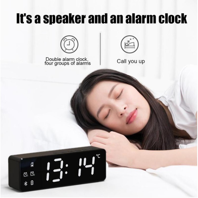COD Protable LCD Alarm Clocks with Bluetooth Speaker FM Radio Sound Box ...