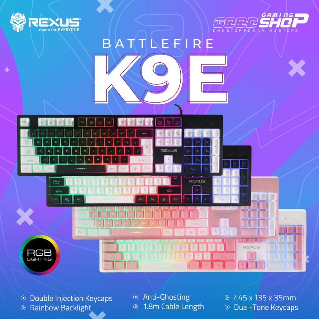 Rexus Battlefire K9E Full Size Rainbow LED - Gaming Keyboard | Shopee Philippines