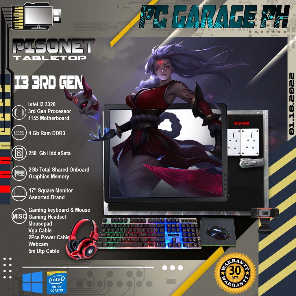 PISONET TABLE TOP|INTEL CORE i3 3RD GEN|4GB RAM DDR3|250GB HDD SATA|2GB ...