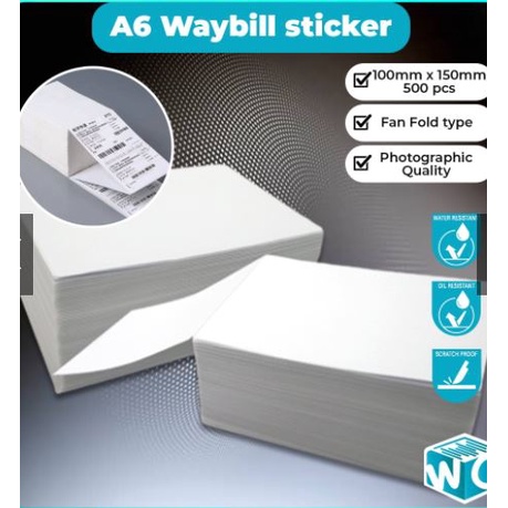 Waybill sticker A6 100*150 Fold 100pcs Thermal Sticker Label | Shopee ...