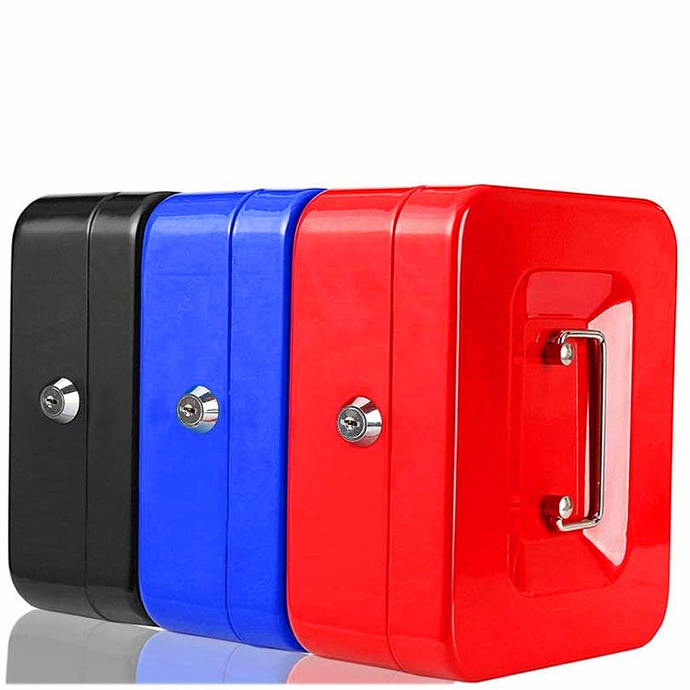 Portable Safe Lockable Cash Box Tiered Tray Money Drawer Safe Storage ...