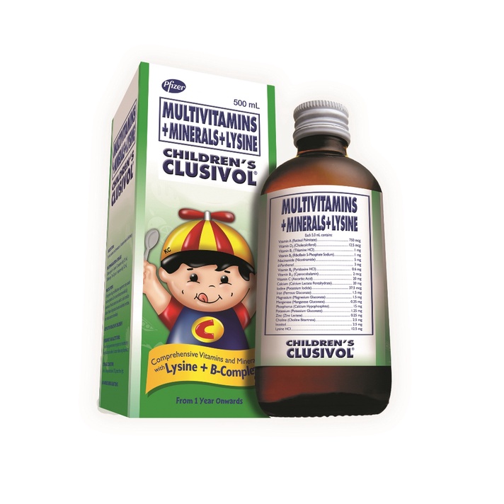 CLUSIVOL Multivitamins + Minerals+ Lysine SyruP 500ml | Shopee Philippines