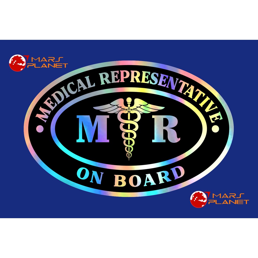 MEDICAL REPRESENTATIVE ON BOARD MR - MOTORCYCLE CAR STICKER EMBLEM ...