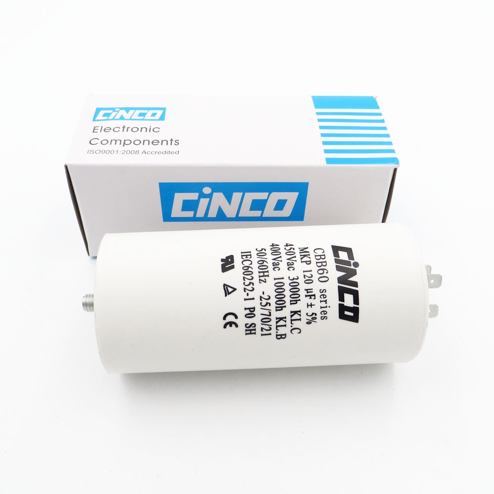 CBB60 Motor Run Capacitor 120UF 400V 450V wire SH DB Polypropylene Film ...