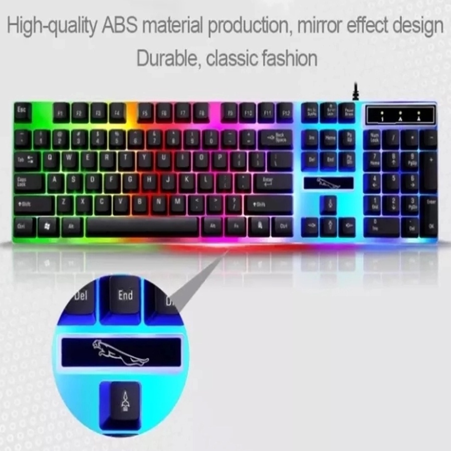 RGB Rainbow Gaming Keyboard and Mouse, G21B Rainbow Backlight Wired ...