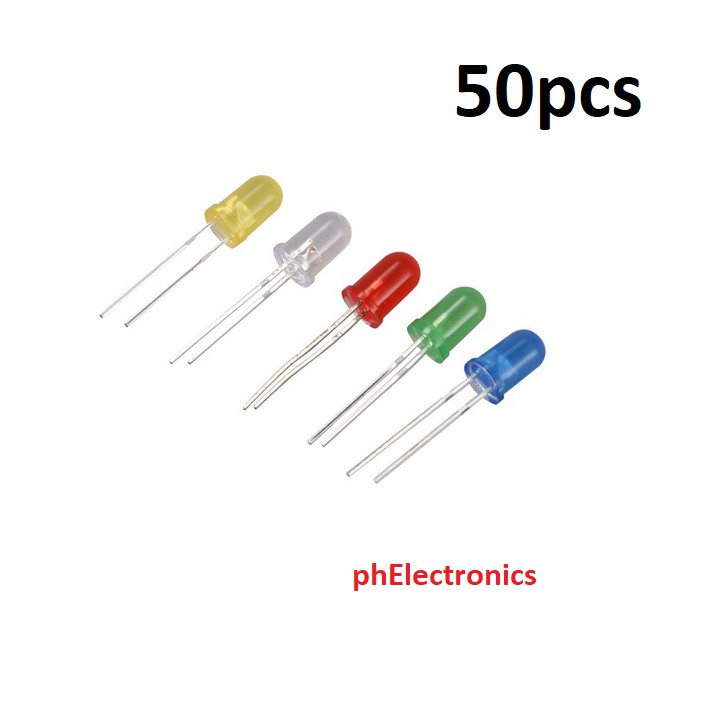 50pcs 5mm red led green led blue led yellow led white led Light ...