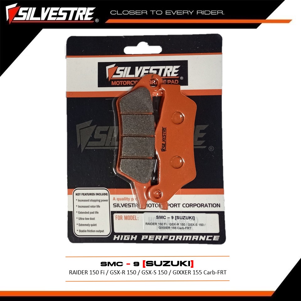 SILVESTRE Brake Pads for Suzuki Raider 150 Fi, GSX-R 150, GSX-S 150 ...