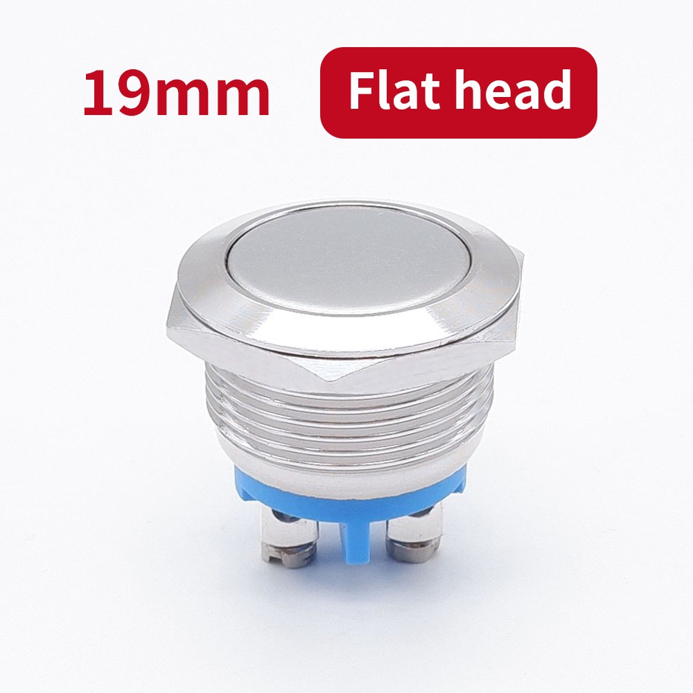 16mm Momentary Reset Metal Push Button Switch 1NO Ball High Flat Head ...
