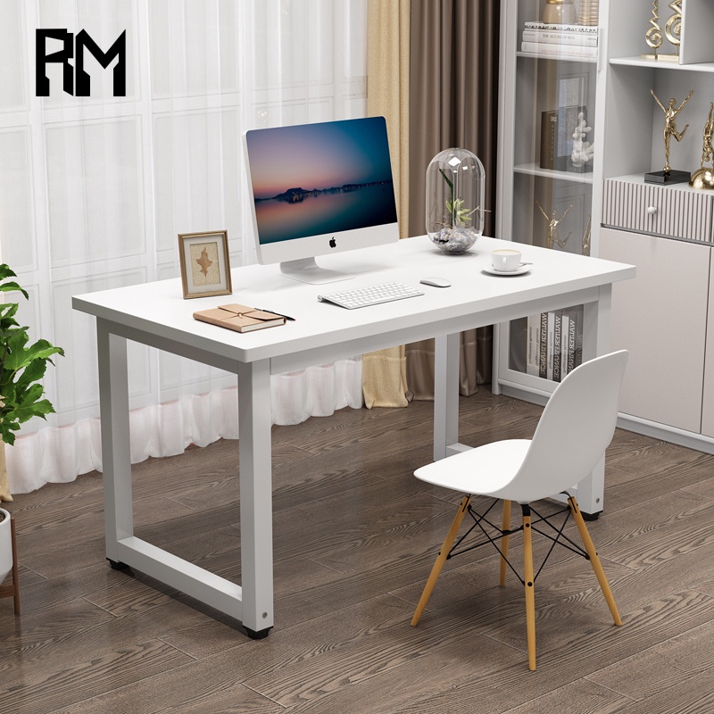 120cm White Office Table Computer Desk Solid Wood Furniture Study Desk ...