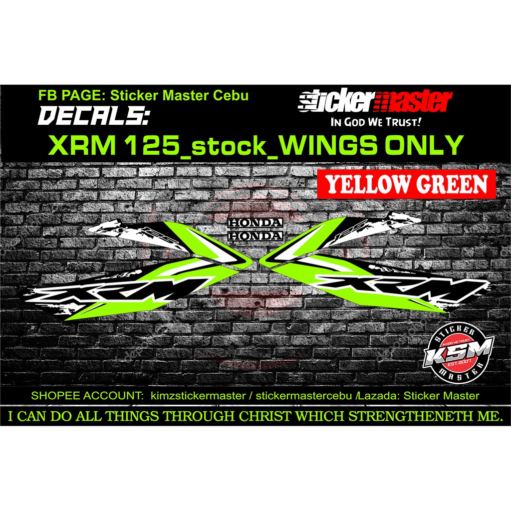 XRM 125 STOCK DECALS_WINGS ONLY | Shopee Philippines