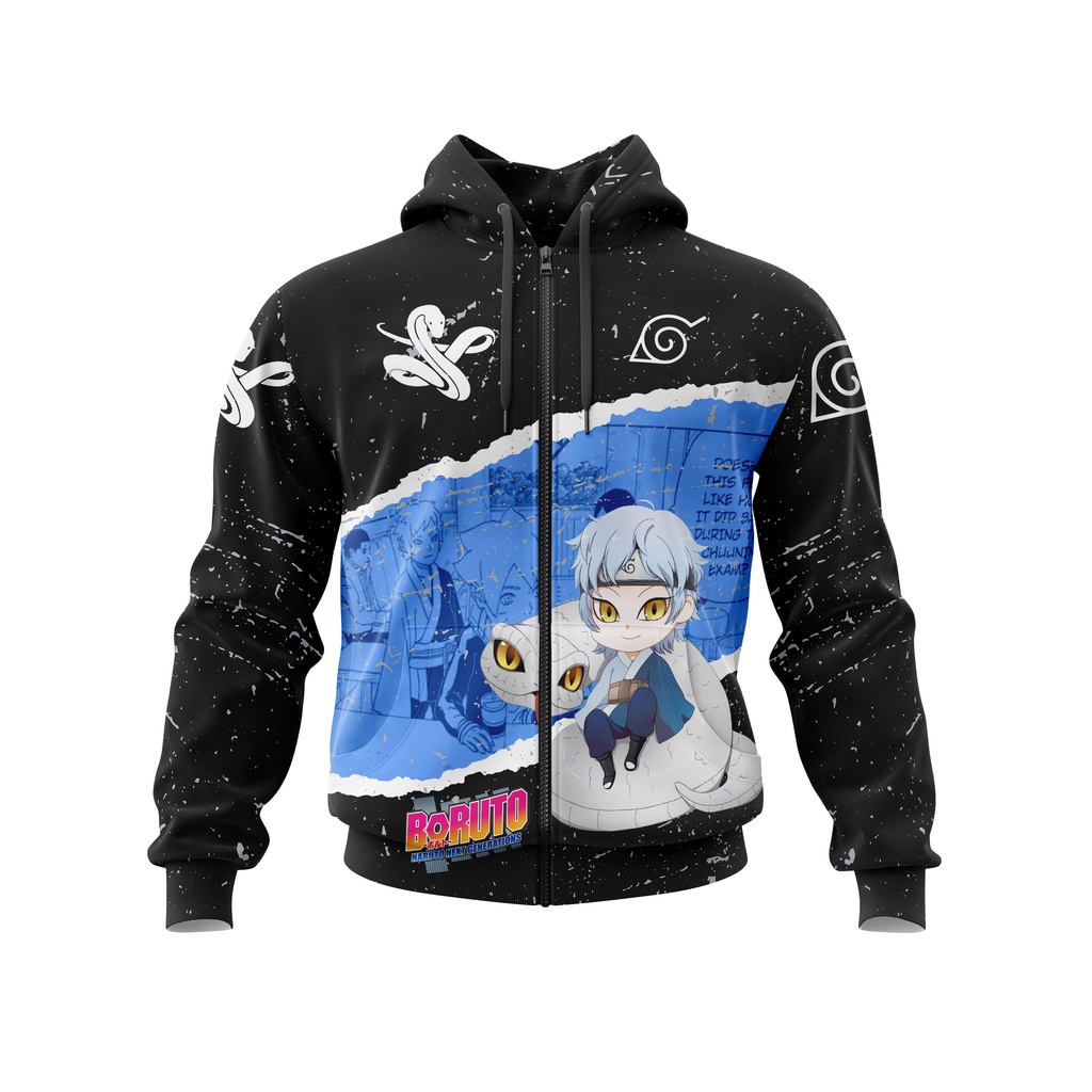 Men's Hoodie Jacket Japanese Animation Character Boruto Chibi Mitsuki ...