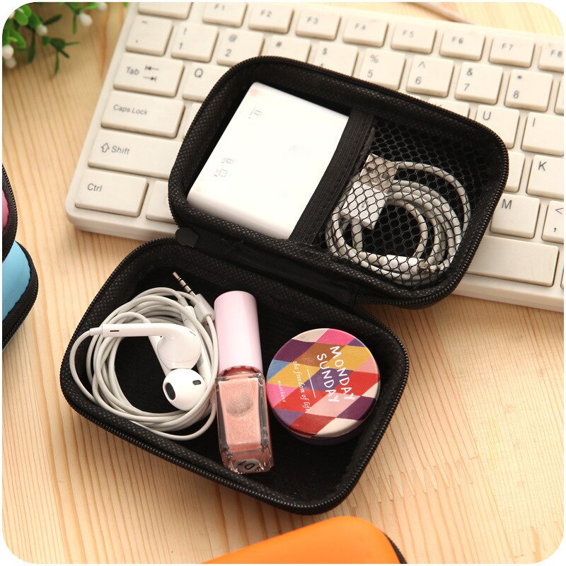 2022 New 11*7cm Headphones Storage Box Portable Data Cable Storage Bag EVA Material Mini Zipper ...