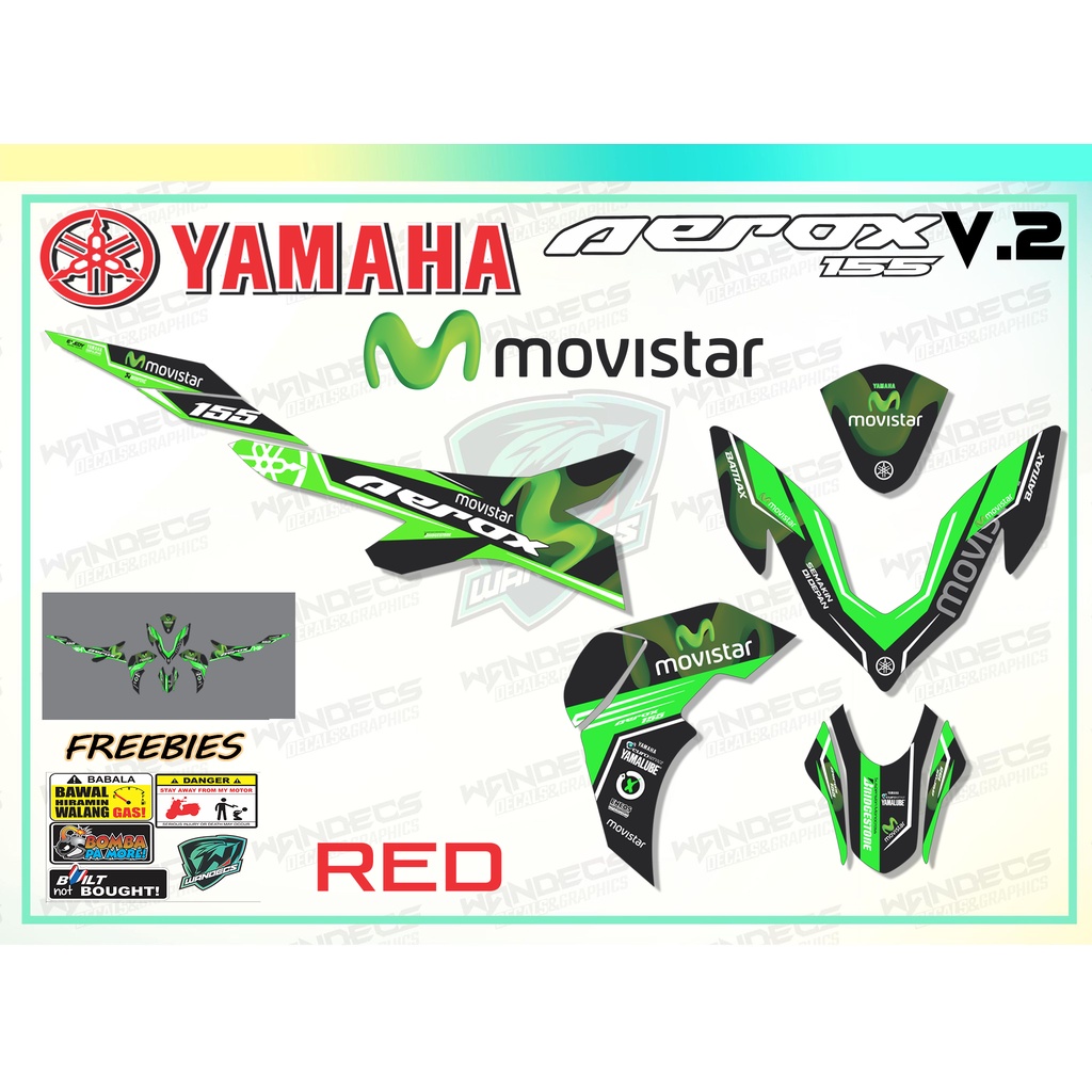 Yamaha Aerox 155 v2 Decals - Wandecs Movistar Design | Shopee Philippines