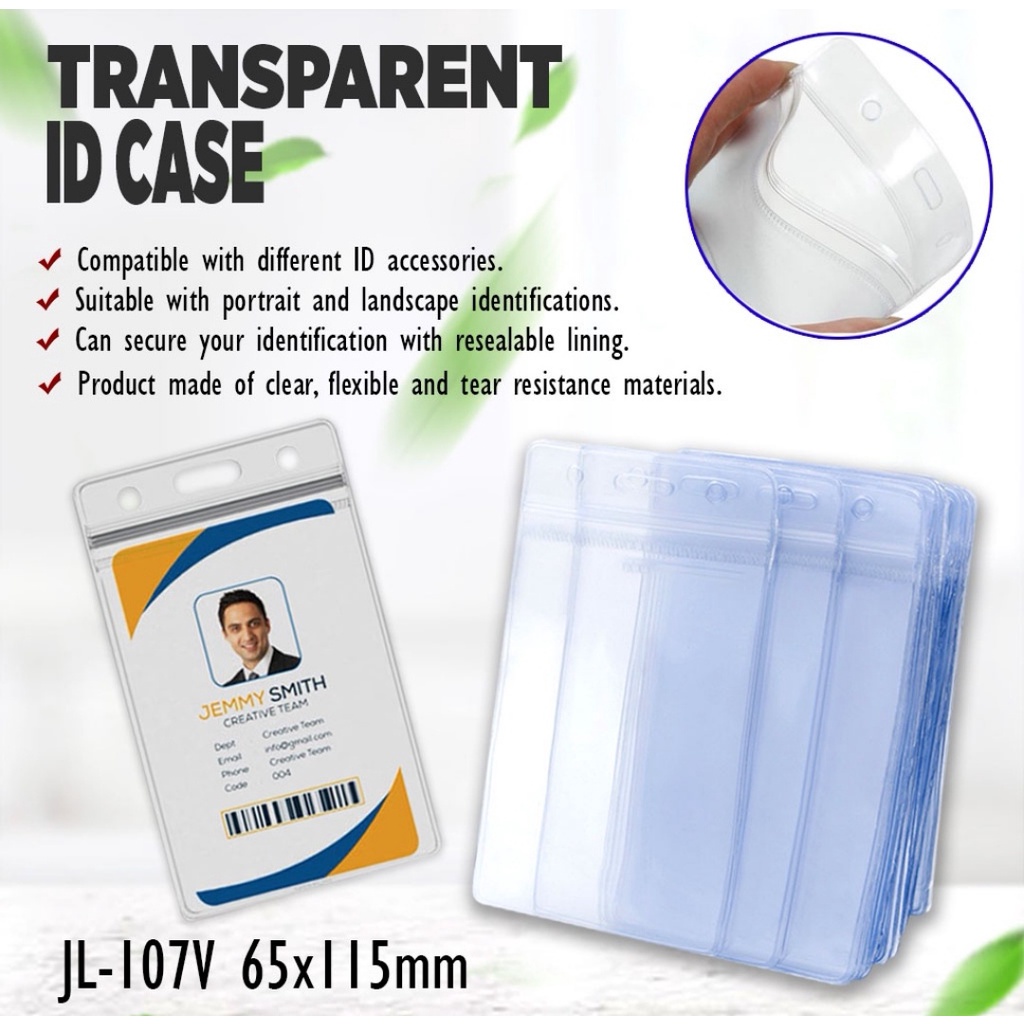 (100PCS)Transparent Plastic ID Holder with Zip Lock Vertical ...