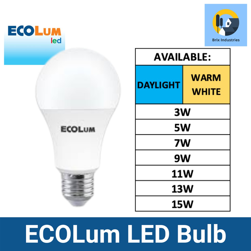Ecolum LED Bulb Series Daylight or Warm White 3W 5W 7W 9W 11W 13W 15W ...