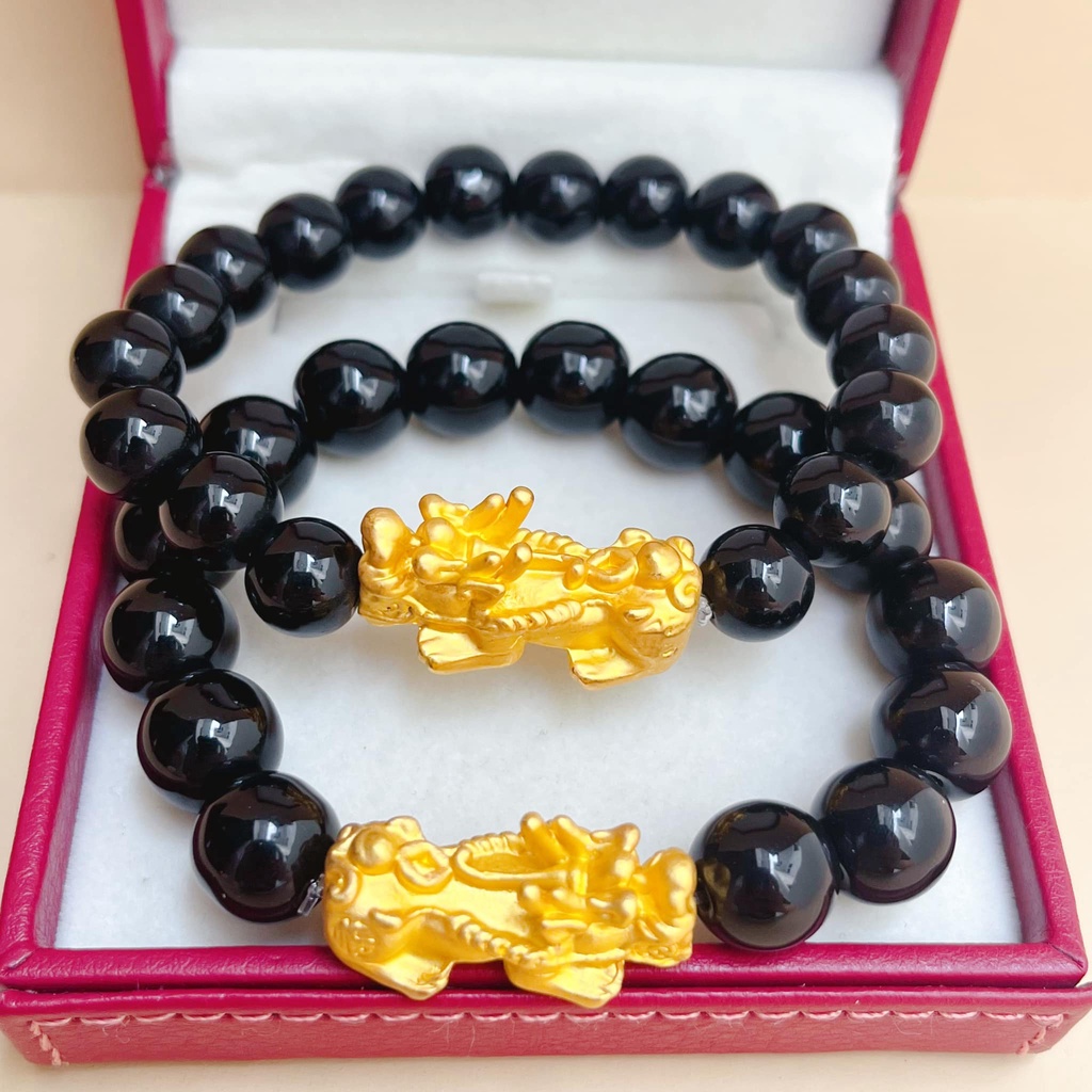 Pi Yao Obsidian Stone Beads Bracelet Men Women Wristband Pixiu Wealth ...