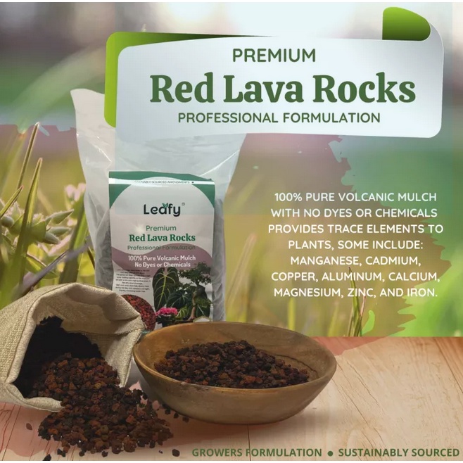 1KG Leafy Red Lava Rocks Inorganic Mulch - The Ultimate Drainage ...