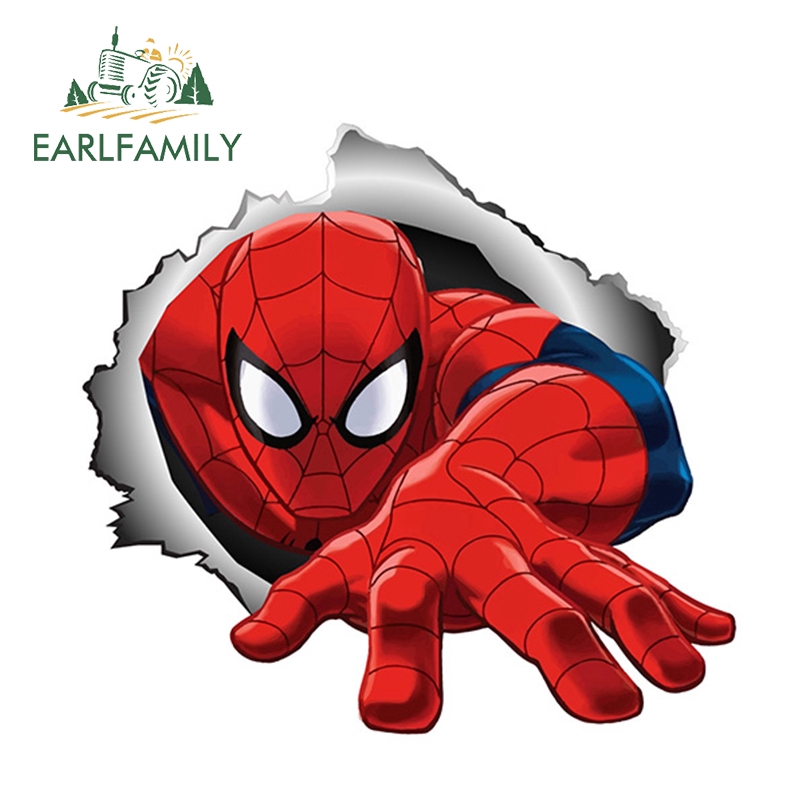 EARLFAMILY 13cm Spiderman Sticker Torn Metal Car Stickers Waterproof ...