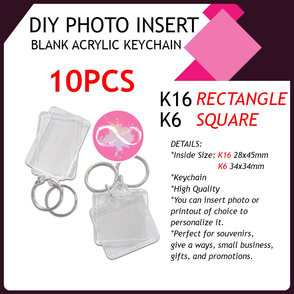 10pcs Blank Insertable Acrylic Keychain giveaways photo frame insert ...