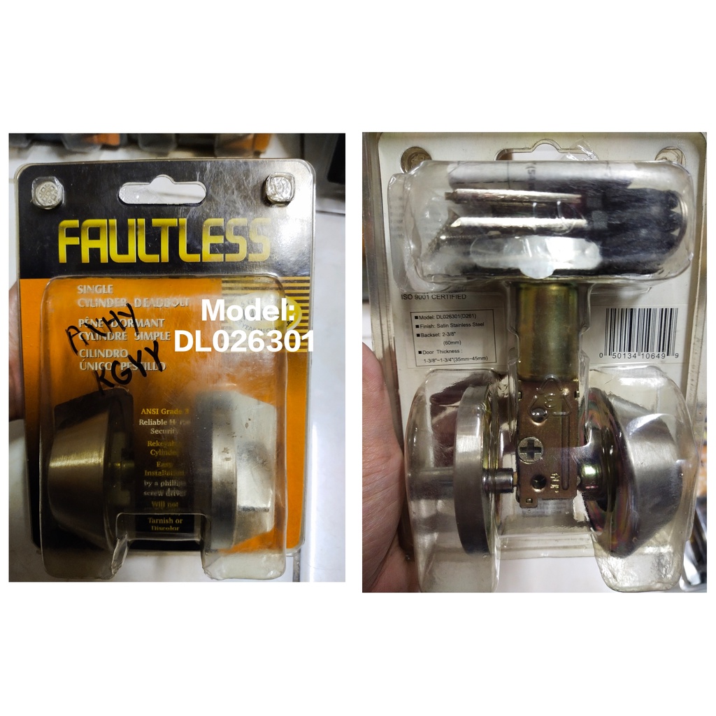Faultless Deadbolt single or double or spin to lock deadbolt dead bolt ...