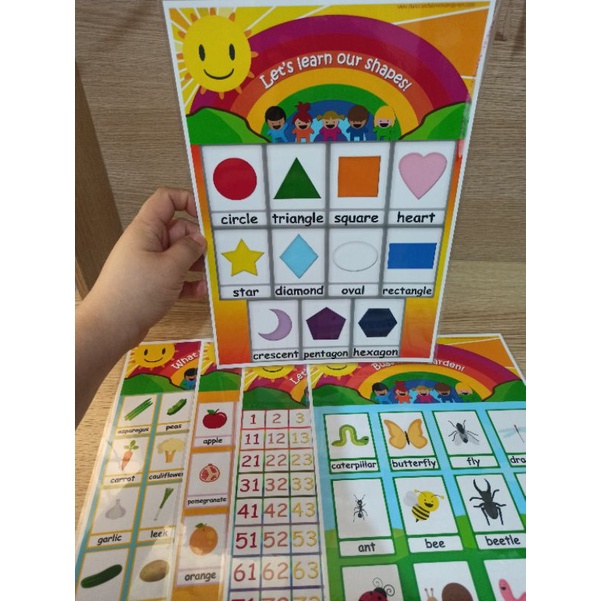 HIGH QUALITY PRINT!! Laminated Educational Charts Rainbow style A4 size ...