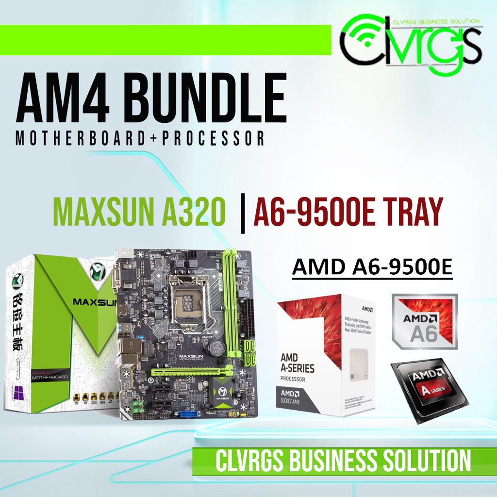 AM4 BUNDLE MOTHERBOARD MAXSUN A320 + RYZEN 5-4650G/RYZEN 3-3200G/ATHLOON 3000G/A10-9700E/A6 ...