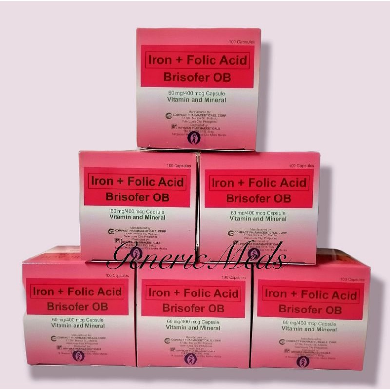 BRISOFER OB Iron + Folic Acid 100 Capsule | Shopee Philippines