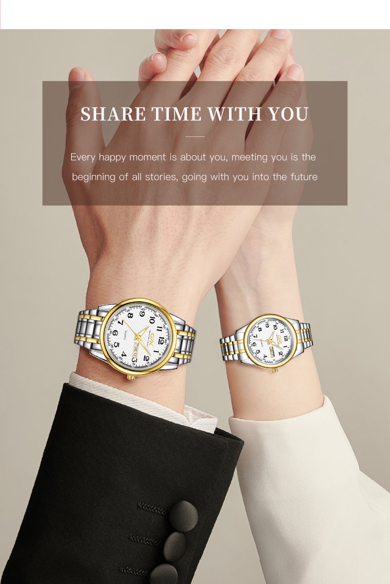 OPK Couple Watch Waterproof Original Quartz Stainless Steel Wristwatch ...
