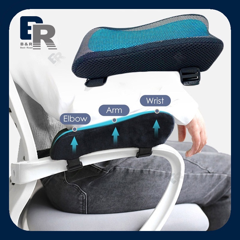 Gel Memory Foam Armrest Pad Chair Armrest Pads Elbow Pillow with Strap ...