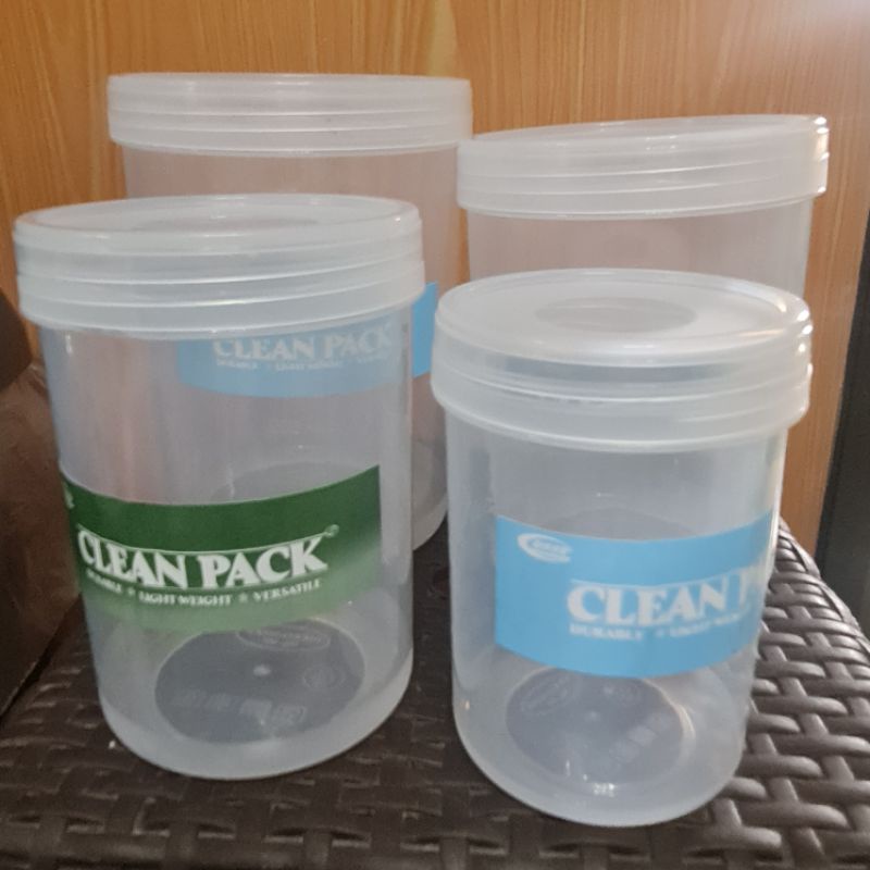 THICK PLASTIC BPA FREE CYLINDRICAL ROUND FOOD LIQUID CANISTER CONTAINER ...