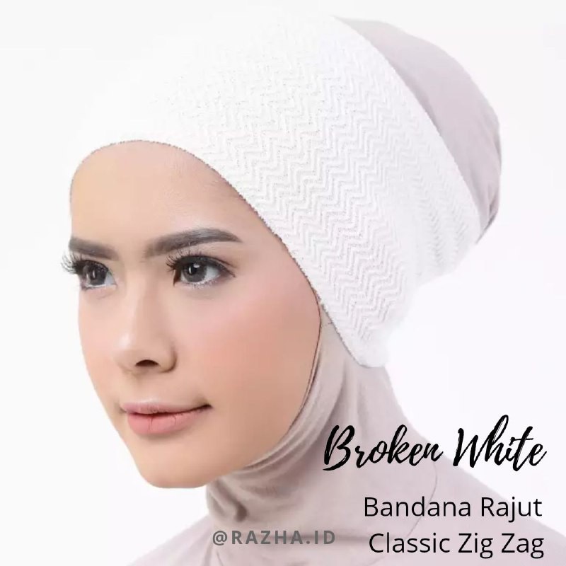 Razha Bandana Rajut Classic Zig Zag Broken White Iket Premium | Shopee ...