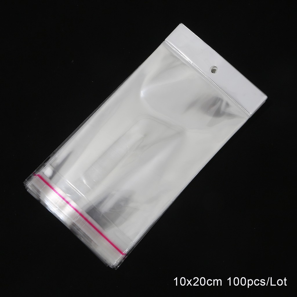 100pcs 24 Styles Transparent Self-Adhesive OPP Bags with Hang Hole for ...