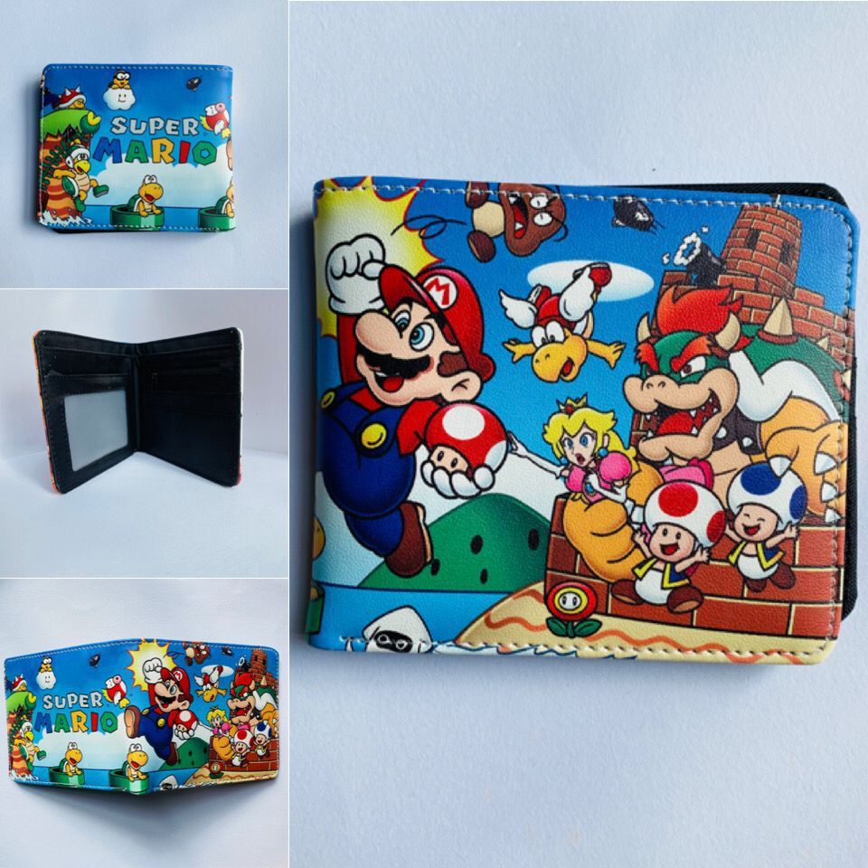 Super Mario Short Wallet Cartoon Character Game Short Folding PU Wallet ...