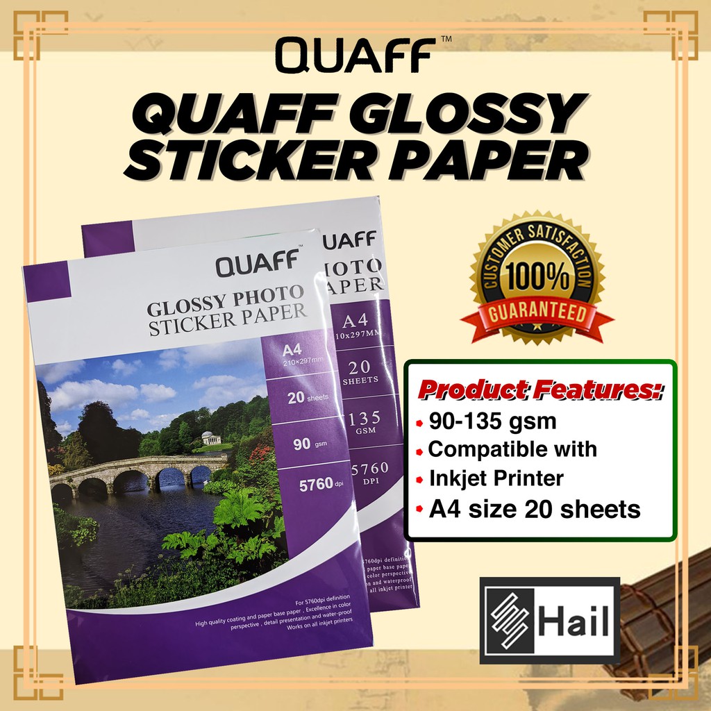 QUAFF PHOTO STICKER PAPER 90GSM/135GSM [ 20 / 50 / 100 SHEETS ...