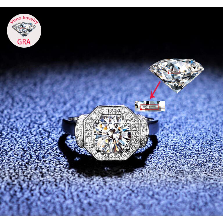 D color moissanite [with GRA certificate] S925 sterling silver one-carat four-claw square ...