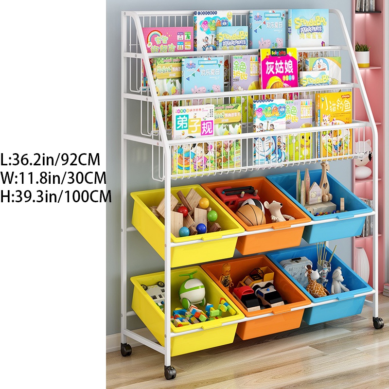 Kids Toy Storage Rack Children's Bookshelf Multi Purpose Display ...