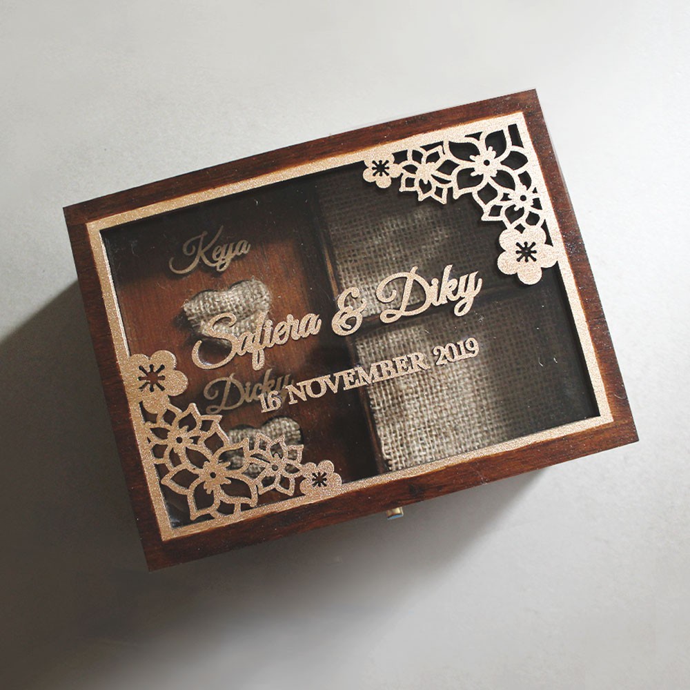 KAYU Custom floral Ring Box rustic acrylic Lid/Wooden Box/Dowry Box by ...