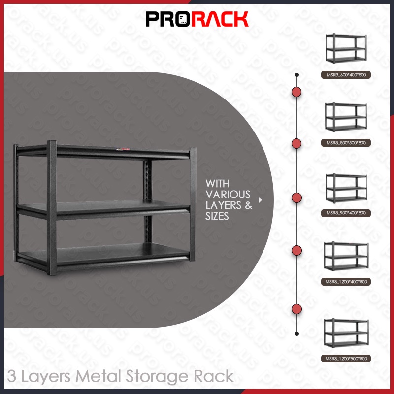PRORACK 3 layers Boltless Adjustable Rack Shelves Storage Racks ...