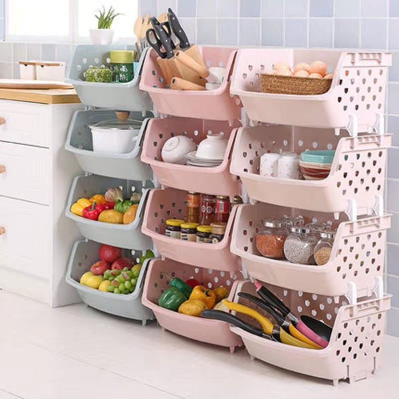 F29- 4 Layer Plastic Stackable Multipurpose Rack for food clothes toys ...
